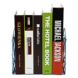 OwlGift Book Ends Cast Iron Bird Design Rustic Bookends for Shelves, Non-Skid Bookend, Heavy Duty Metal Book Stopper for Books/CDs, Decorative Book Shelf for Home - Turquoise