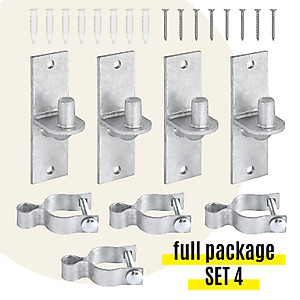 Heavy Duty Wall Mount Gate Hinge | Pipe Gate Hinge 2 Pack Chain Link Fence Gate Hinges Fence Post Chain Link Gate Hinge Pressed Steel Chain Link Fence Frame Hinge Outdoor Gate Hardware (4 Pack)