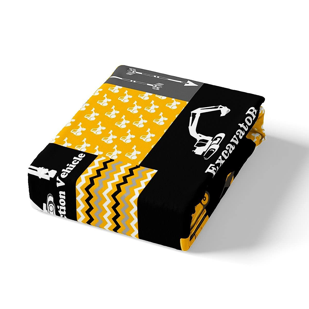 Feelyou Excavator Sheets with Deep Pocket Fitted Sheet Construction Vehicles Sheet Set Equipment Trucks Bed Sheets Set for Kids Boys Girls Cartoon Car Bedding Set Geometric Lattice Bed Set Queen Size