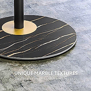 FITUEYES Design Corner TV Stand for 32&quot;-65&quot;, Mid Century Modern Black TV Stand with Marble Textured Glass Base &amp; Concealed Storage, Metal TV Stand Decor for Living Room, TV Floor Stand Master Series