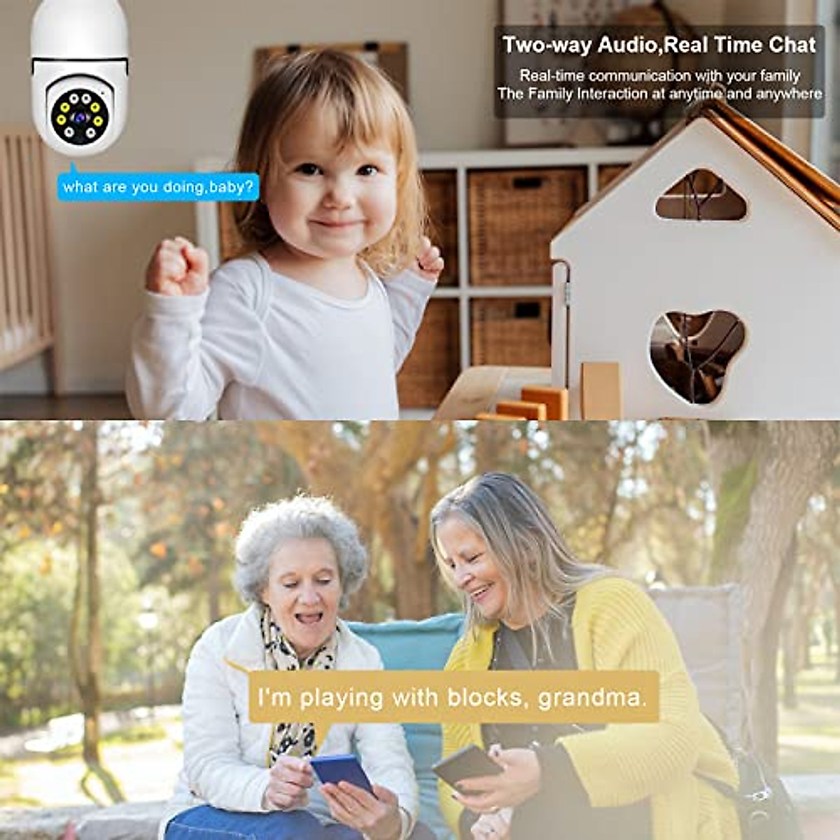 TUMAN Pro Light Bulb Camera, Home Full-Hd 3MP Wireless Surveillance Security Cameras,360 Degree Panoramic Color Night Vision,Support Cloud Storage,Two Way Audio, Smart Motion Detection and Alarm