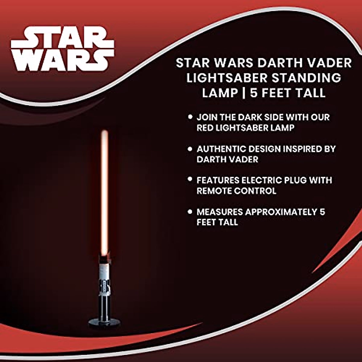 Robe Factory Star Wars Darth Vader Lightsaber Standing Lamp | 5 Feet Tall