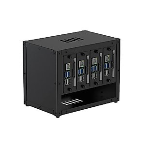 UCTRONICS Upgraded Complete Enclosure for Raspberry Pi Cluster, with 4 Removable Mounting Brackets for Pi 5, 4B, 3B+/3B, and Other B Model and 2 Cooling Fans,support 4 2.5" SSD and Switch