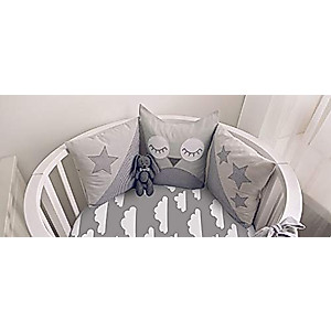 Bear's Little Fish 3-Pack of Moses Basket Sheets |100% Hypoallergenic Jersey Cotton |Gender Neutral Grey and White for Baby boy or Girl |Fitted Crib Sheets for Oval, Hourglass and Rectangular Mattress