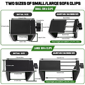 Blasoul Adjustable Sectional Couch Connectors(Suit for Tube Length 1-2.5in)4pcs Small Aluminum Alloy Patio Furniture Clips,H:1.37in*W:1.45in,Without Damaging Rattan and Easy to Keep Furniture Together