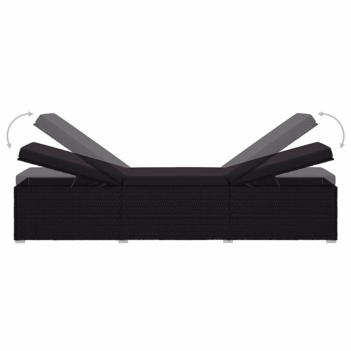 vidaXL Black Poly Rattan Sun Lounger with Cushion - Weather-Resistant Outdoor Furniture - Perfect for Patio, Poolside, Balcony