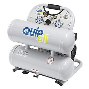 Quipall 4-1-SILTWN-AL Ultra Quiet 1 HP 4.6 Gallon Oil-Free Twin Stack Air Compressor
