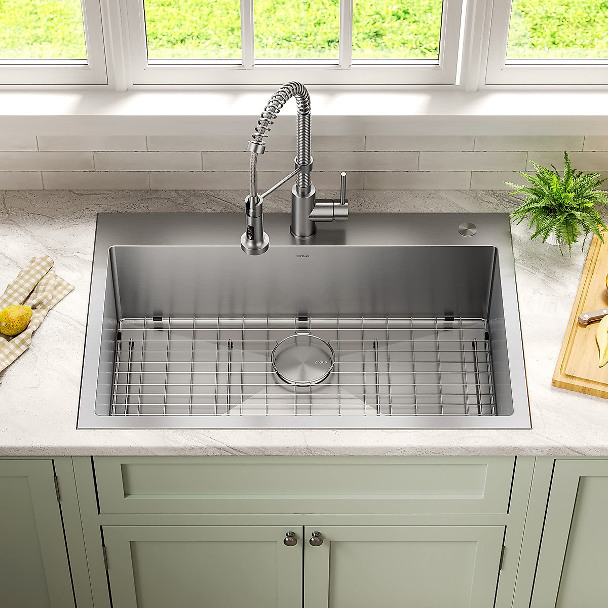 Kraus KHT400-33 Stark Single Bowl Kitchen Sink Drop in/Undermount