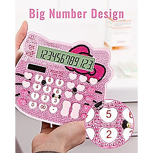 Women Calculators,BREIS Creative Cute Solar Energy Calculator, 12 Digit Large LCD Display, Handheld for Daily and Basic Office, Pink (Pink+Pink)