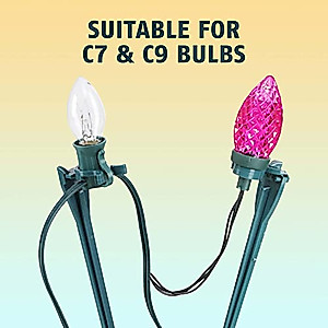 Aaron's Home Christmas Light Stakes, 100 Pack Lawn Stakes, 10 Inch String Lights Ground Stakes for C7 and C9 Lights, Plastic Outdoor Yard Stakes for Gardens, Driveways, Pathways, and Patios (Green)