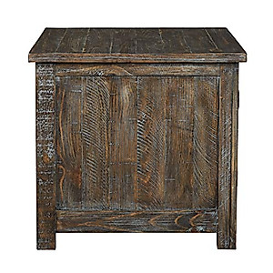 Signature Design by Ashley Danell Ridge Rustic Square End Table with Double Cabinet Doors and 1 Storage Shelf, Brown