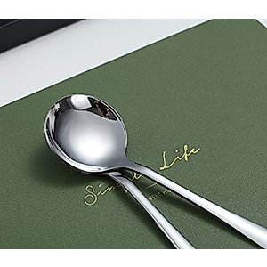 Soup Spoons, Kyraton 6 Pieces Stainless Steel Round Spoons,Dinner Spoon Table Spoon, Spoons Silverware Dishwasher Safe Set of 6