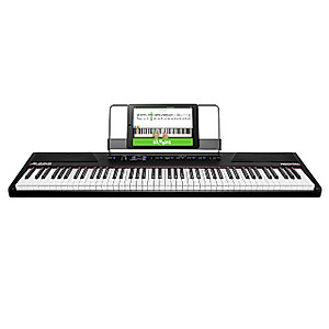 Alesis Recital – 88 Key Digital Piano Keyboard with Semi Weighted Keys, 2x20W Speakers, 5 Voices, Split, Layer and Lesson Mode, FX and Piano Lessons