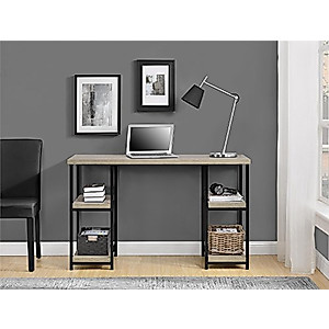 Ameriwood Home Elmwood Double Pedestal Desk, Distressed Gray Oak