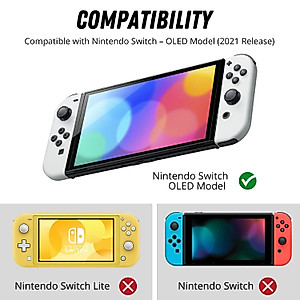 TNP Dockable Case for Nintendo Switch OLED Clear Case Protector - Transparent Oled Switch Skin Protective Grip Case with Screen Protector and 8 Thumb Caps for Nintendo Switch OLED Accessories 2021
