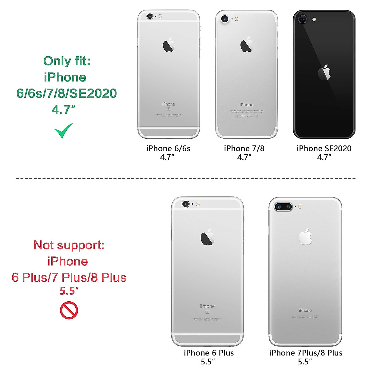 IDYStar for iPhone SE 2020 Case with Screen Protector,Shockproof Drop Test Cover with Car Mount Kickstand Lightweight Protective Case for iPhone 6/6s/7/8/SE 2020/SE 3 2022,Black