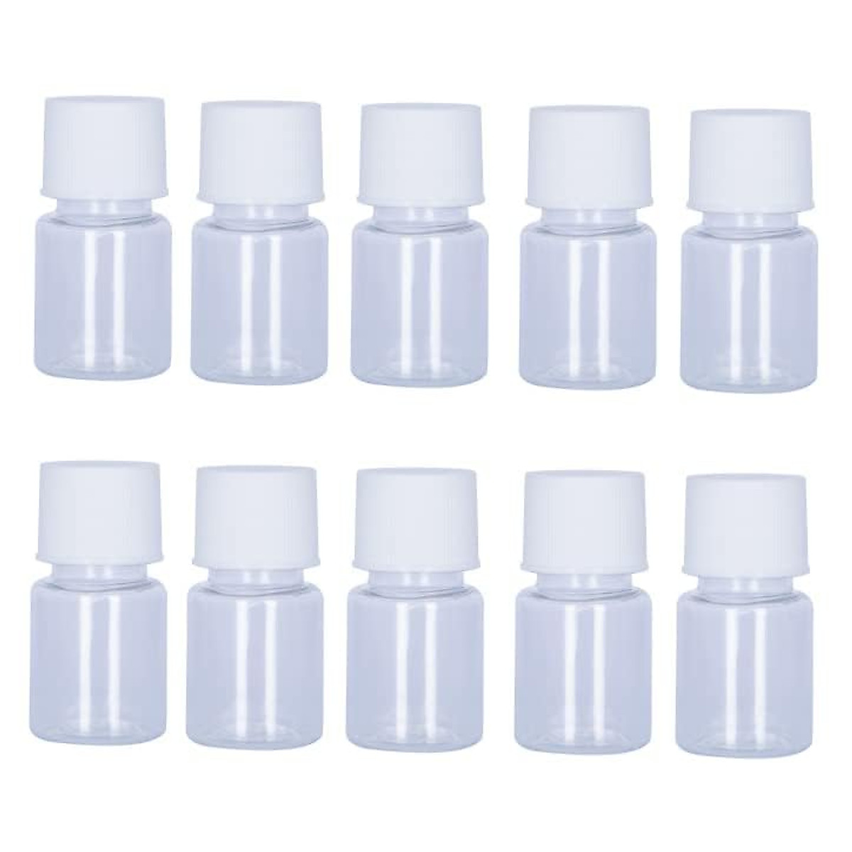 Duehut 10PCS 5ml Plastic Bottles Lab Cylindrical Chemical Reagent Bottle Lab Wide Mouth Small Plastic Water Bottles Reagent Bottle Liquid Bottle Solid Powder Bottle for Food Store White