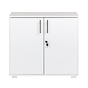 MMT Furniture 2 Door Locking Office Storage Cabinet - File Cabinet Organiser Cupboard - Wooden Filing Cabinet - Free Standing Adjustable Shelves Bookcase - Desk Extension Cabinet