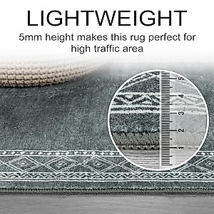 Lahome Modern Bordered Bathroom Rugs- 2x3 Entryway Rug Ultra-Thin Soft Small Rug Non-Slip Indoor Door Mat Stain Resistant Accent Carpet Washable Rugs for Bedroom Kitchen Laundry(2x3ft, Gray)