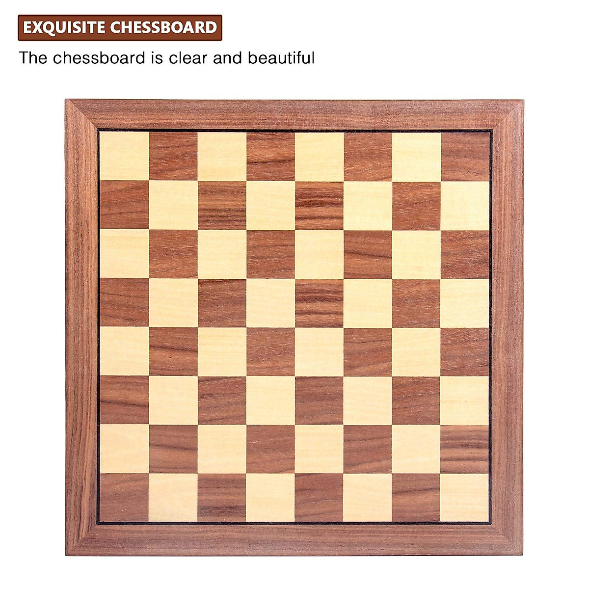 AMEROUS 12 inches Wooden Chess Board Only, Travel Portable Chessboard No Pieces, Professional Chess Board for Beginners, Kids, Adults (Gift Packaging)