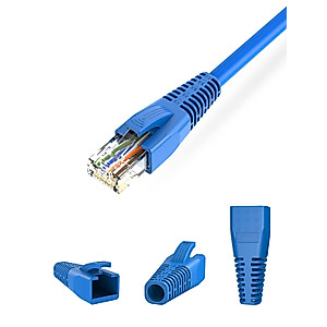 CableCreation RJ45 Ethernet Network Cable Strain Relief Boot 50-Pack Fits CAT5 CAT5E CAT6 CAT6A, RJ45 Color Coded Cable Connector Plug Cover for Various Diameter LAN Cable, Blue