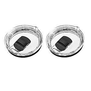 Tumbler Lid 20oz， Fit YE-TI Rambler Or Old Style RTIC Coffee Tumbler, Spillproof Ozark Trail Lids, Slider Switch Spill Proof Tumbler Cover (Black, 2 Packs, 20oz)