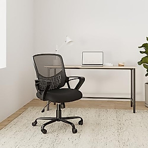 DUMOS Desk Ergonomic, Mid Back Mesh Home Office Wheels, Breathable Swivel Computer Chair with Lumbar Support & Armrests, Yellow