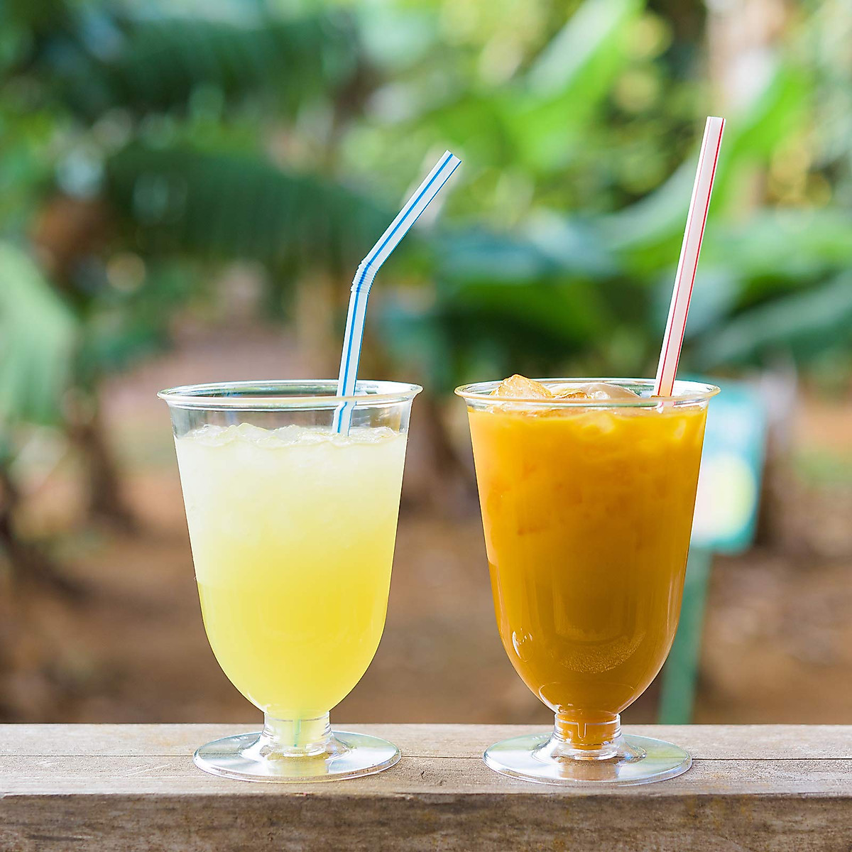 ALINK 500-Pack Striped Flexible Drinking Straws, Plastic Disposable Bendy Straws - 7.75" x 0.23"