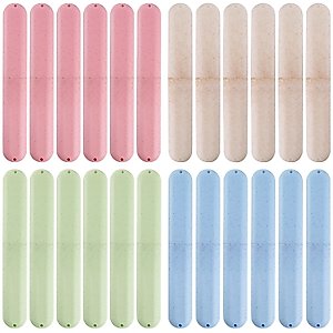 Hedume 28 Pack Travel Toothbrush Case, Portable Dust-Proof Breathable Toothbrush Holder for Travel, Business, Home, Camping, School (4 Colors)