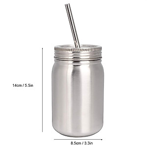 HERCHR Stainless Steel Insulated Mason Jar, Mason Jar Mugs with Lid and Straw Stemless Wine Glass for Travel Mugs, 700ml