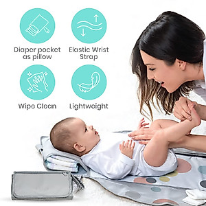 Lulyboo Portable Diaper Changing Pad - Diaper Changer Travel Bag & Baby Changing Pad, Foldable Baby Changing Mat, Portable Changing Pad for Baby Gift - Changing Station, Baby Registry Search - Bubble