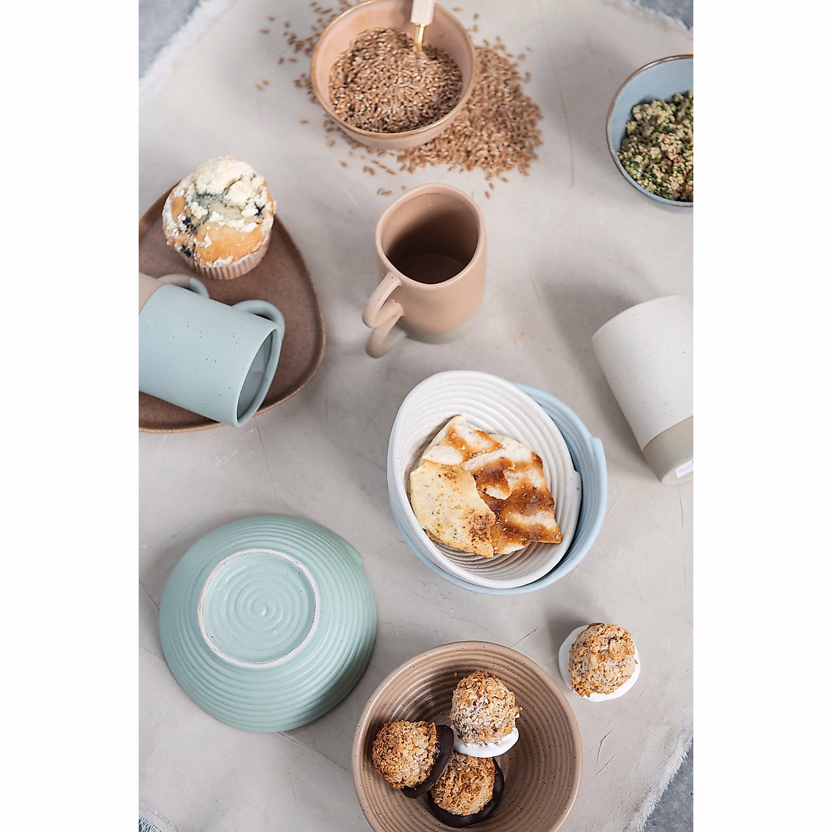 Creative Co-Op Stoneware Reactive Glaze Finish, Set of 4 Bowl, Multicolored, 4