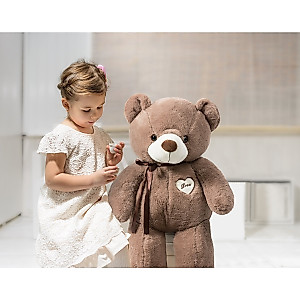 iBonny Teddy Bear Stuffed Animals Super Soft and Sweet Love Plush Bear Toy 32" Chocolate