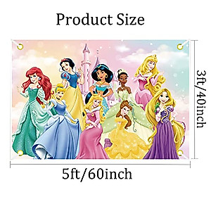 Princess Birthday Backdrop, Pink Princess Party Decorations Banner, Princess Themed Photography Background, Studio Booth Props, Pink Party Supplies for Girls Baby Shower Party Decor