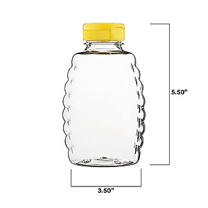 MT Products Empty Clear Plastic Squeeze Bottle Honey Dispenser with Flip Top Lids, Jar for Honey or Syrups, 16 Ounce - 1 lb. (12 fluid oz) Pack of 6 - Made in the USA