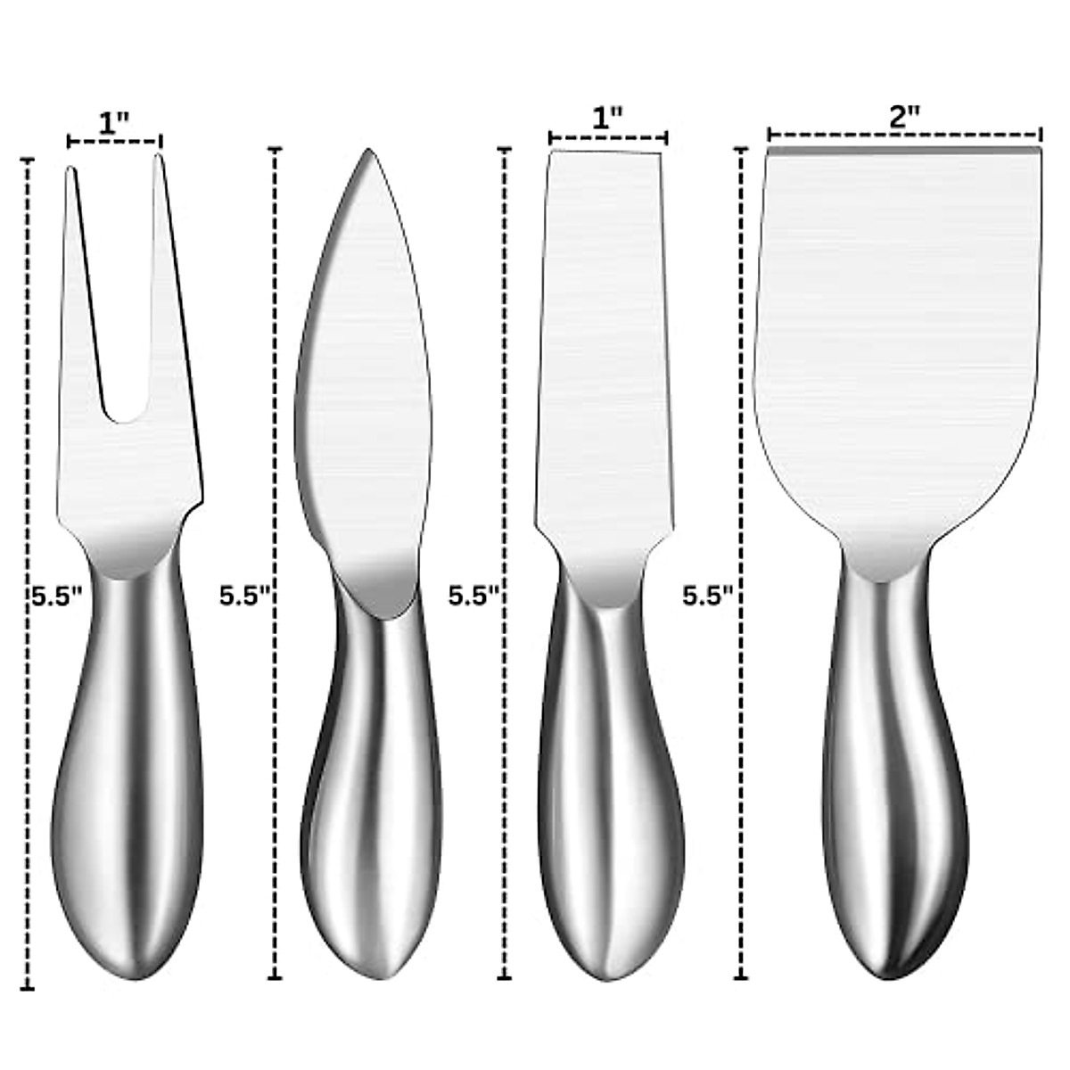 The Live Edge - 4 Piece Stainless Steel Cheese Knife Set for Charcuterie Board Serving Utensils | Cheese Board Knives and Forks Set For Cutting, Slicing & Spreading | Charcuterie Accessories Tools