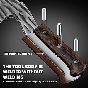 Handmade Meat Cleaver Axes Shape Forged Heavy Duty High Carbon Butcher Knife Boning Breaker Vegetable Butcher Chopper Cutting Chef Knife with Cover for Kitchen Outdoor BBQ (Grey)