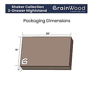 Grain Wood Furniture Shaker 2-Drawer Nightstand, Walnut
