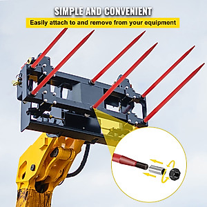 Mophorn Hay Spear 49" Bale Spear 4500 lbs Capacity, Bale Spike Quick Attach Square Hay Bale Spears 1 3/4" wide, Red Coated Bale Forks, Bale Hay Spike with Hex Nut & Sleeve for Buckets Tractors Loaders