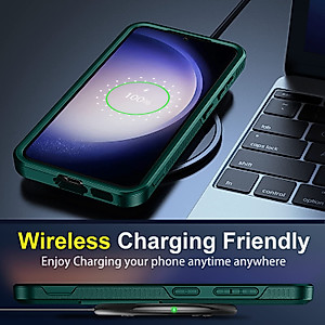 SPIDERCASE for Samsung Galaxy S23 Plus Case, [10 FT Military Grade Drop Protection], with 2 Pack [Tempered Glass Screen Protector + Camera Lens Protector] Heavy Duty Shockproof Case, Dark Green