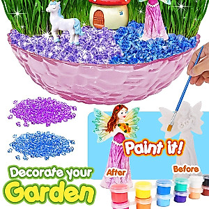 Catcrafter Fairy Garden Kit for Kids | Light Up Fairy Unicorn Terrarium Kit | Science STEM Toys Presents | Unicorn Arts and Crafts Stuff for Little Girls Age 4 5 6 7 8-12 Year Old Girl Gift
