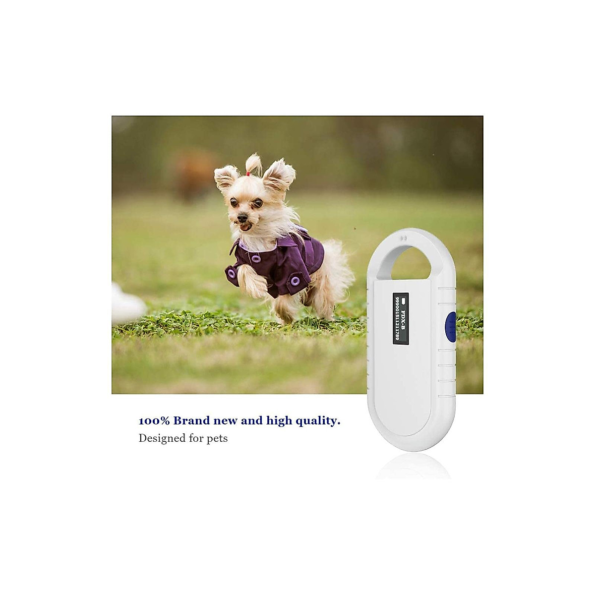 Liyeehao Handheld Pet Microchip Scanner, Rechargeable Animal Chip Reader Microchip Reader for Animal Tracking, Universal RFID Reader Pet ID Microchip Scanner for ISO 11784/11785, FDX-B and ID64 RFID