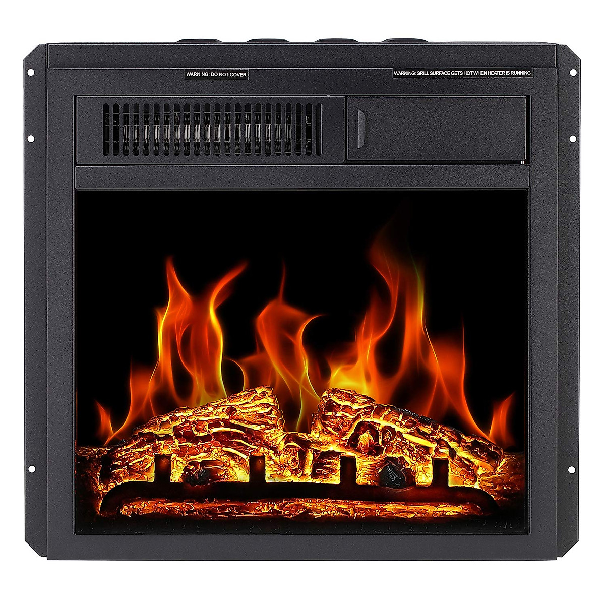 Antarctic Star Electric Fireplace Insert 18" Freestanding Heater Remote Control with 7 Log Hearth Flame Settings Adjustable Flame,1500w Black