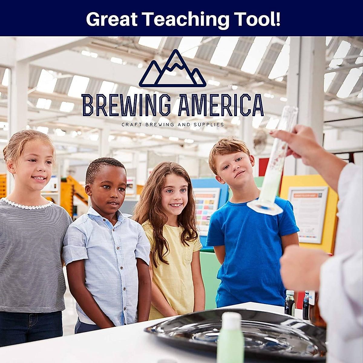 Brewing America 100ml Plastic Graduated Cylinder Beaker - 100ml Science Measuring Test Tube Flask, 2-Sided Marking - Black and Raised Graduation Lines, Pour Spout