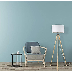 Light Society Celeste Tripod Floor Lamp, Natural Wood Legs with Satin Nickel Finish and White Fabric Shade, Mid Century Contemporary Modern Style (LS-F233-NAT)