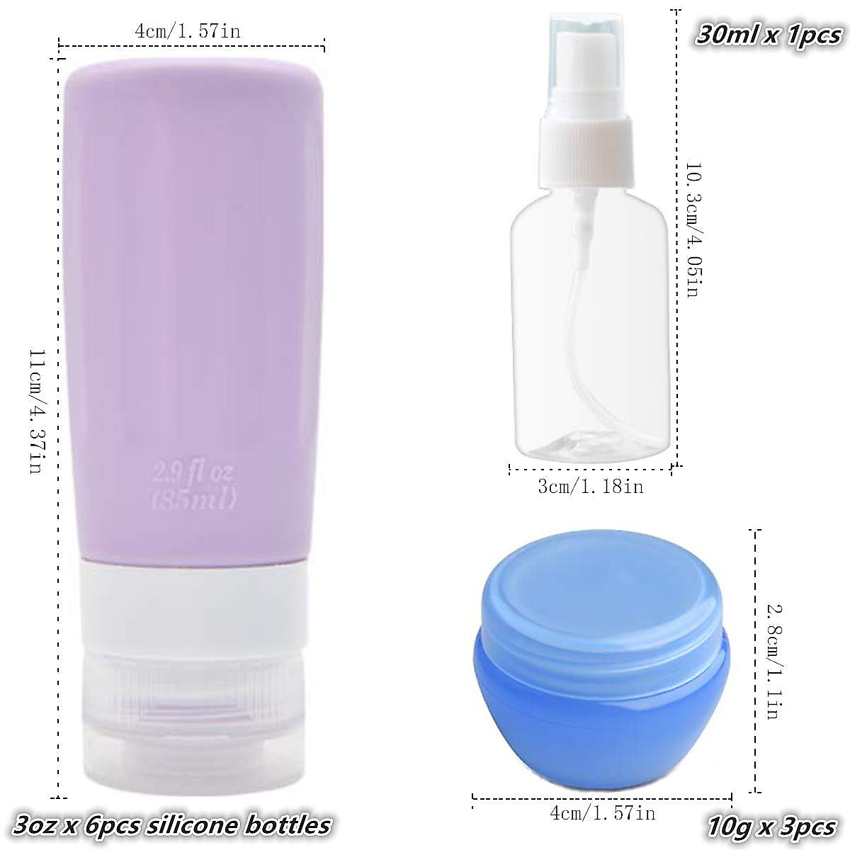 Cinlitek 10Pack Leakproof Silicone Travel Bottles,TSA-Approved Travel Toiletry Bottles for Shampoo Lotion Body Wash-Essential Travel Accessories, Travel Sized Containers for Toiletries