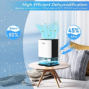 ToLife Dehumidifiers for Home 45 OZ Dehumidifier for Room with Auto-Off, Quiet Small Dehumidifier for Bathroom,Bedroom,RV, Closet 500 sq.ft