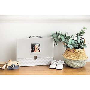 Pearhead Baby Document Organizer, Briefcase File Keeper to Store Baby's Records, Makes Great Gift for New Parents or Addition to Baby Shower Registry, Gray Chevron