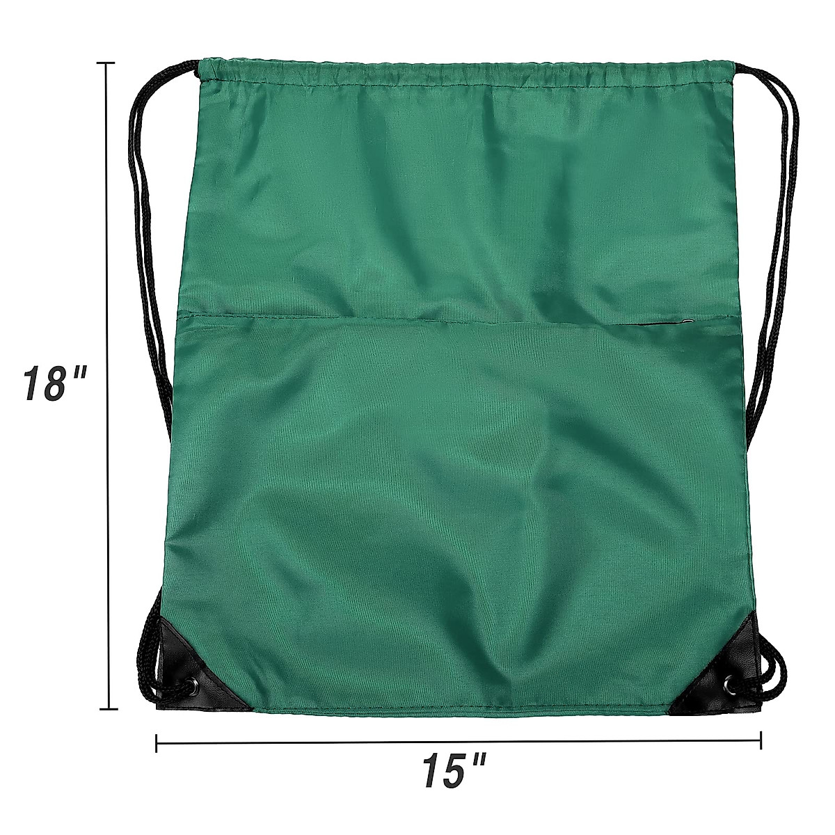 AirBuyW Drawstring Backpack, 210D Nylon Foldable Sports Gym Drawstring Tote Bag pack Sack W Zipper Side Pocket For Men Women Hunter Green