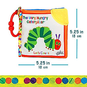 Let's Count Soft Book - World of Eric Carle the Very Hungry Caterpillar Baby on the Go Clip Teething Crinkle Soft Sensory Book for Babies, 5.25x5.25 Inch
